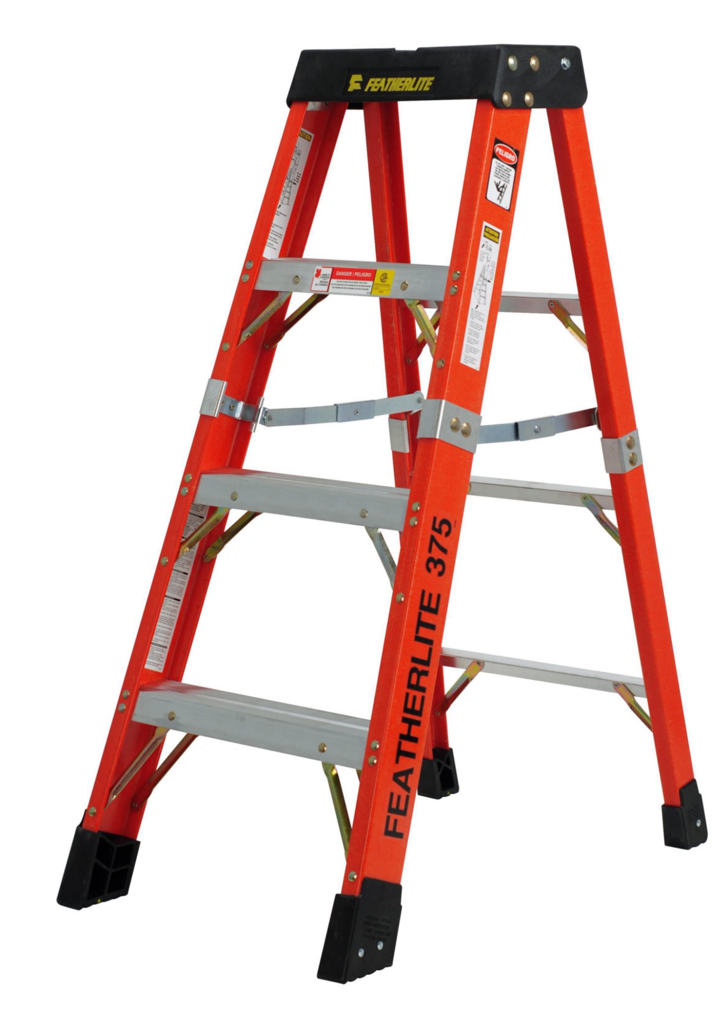FEATHERLITE 4' ORANGE FIBERGLASS STEP LADDER 375 LB TYPE 1AA BRUTE ...