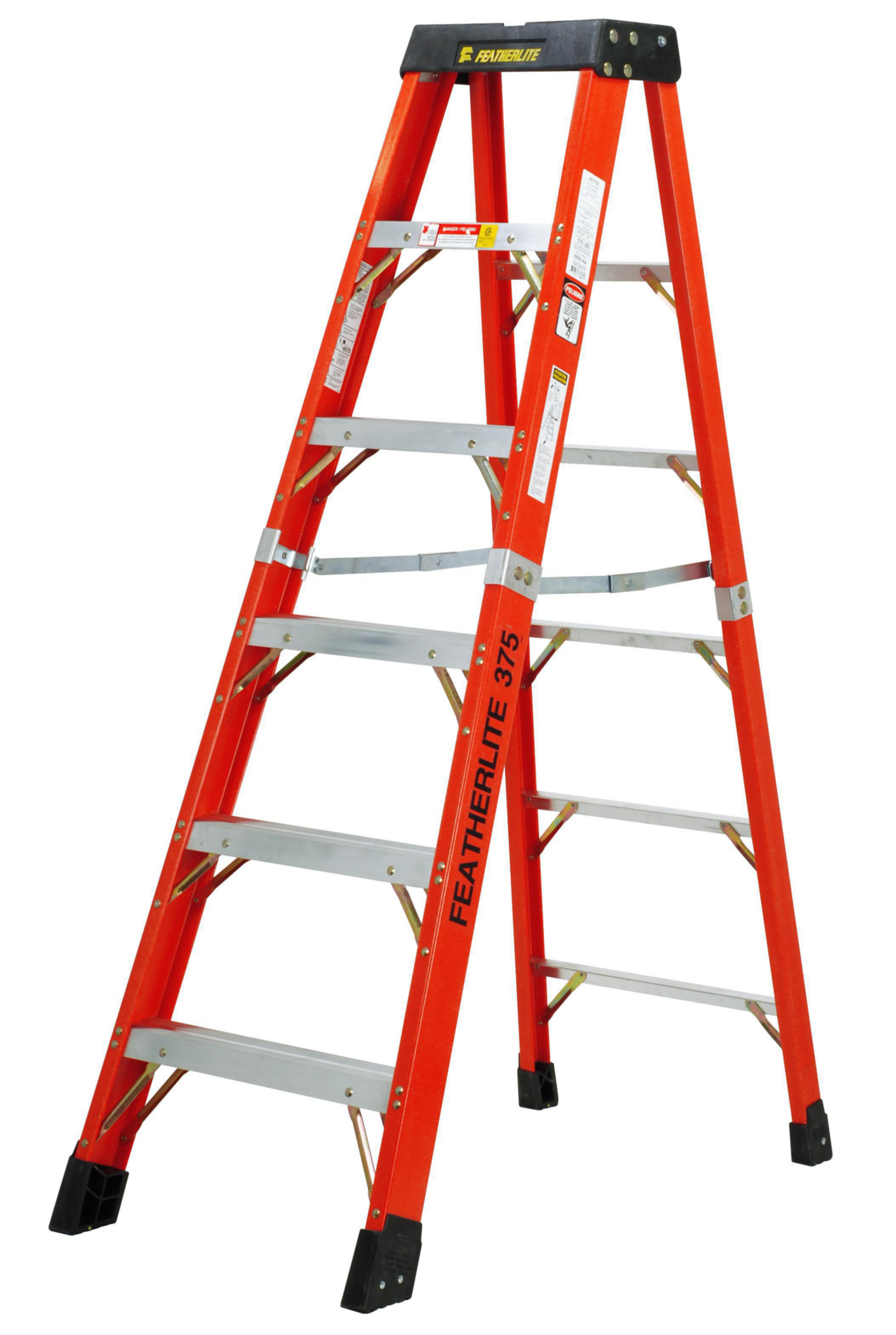 FEATHERLITE 6' ORANGE FIBERGLASS STEP LADDER 375 LB TYPE 1AA BRUTE ...