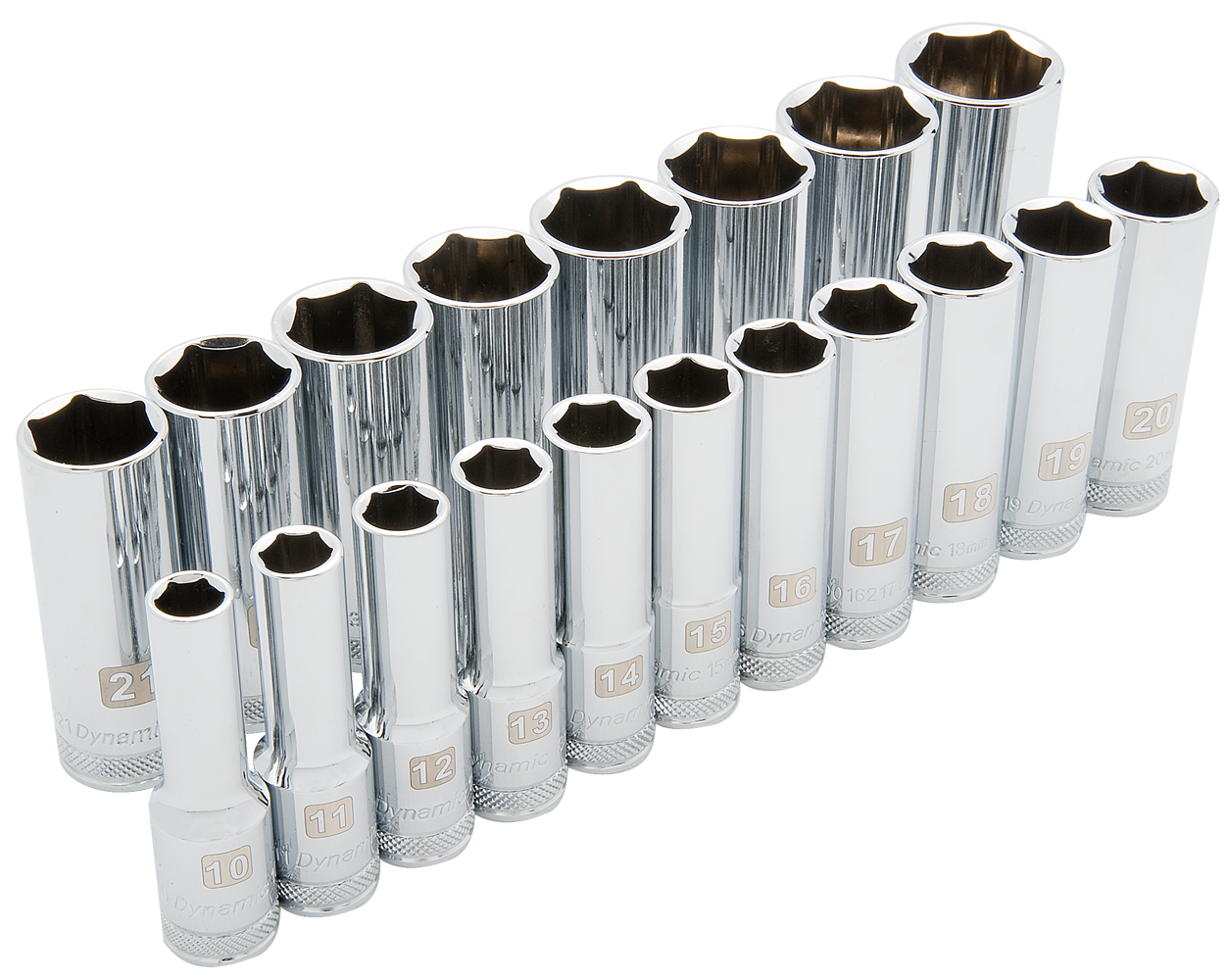 DYNAMIC Socket Set 1/2" Drive Metric Deep 19 Piece - Contractor Cave Tools