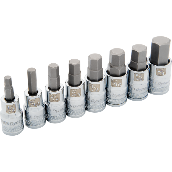 DYNAMIC Hex Socket Set 1/2" Drive SAE 8 Piece - Contractor Cave Tools