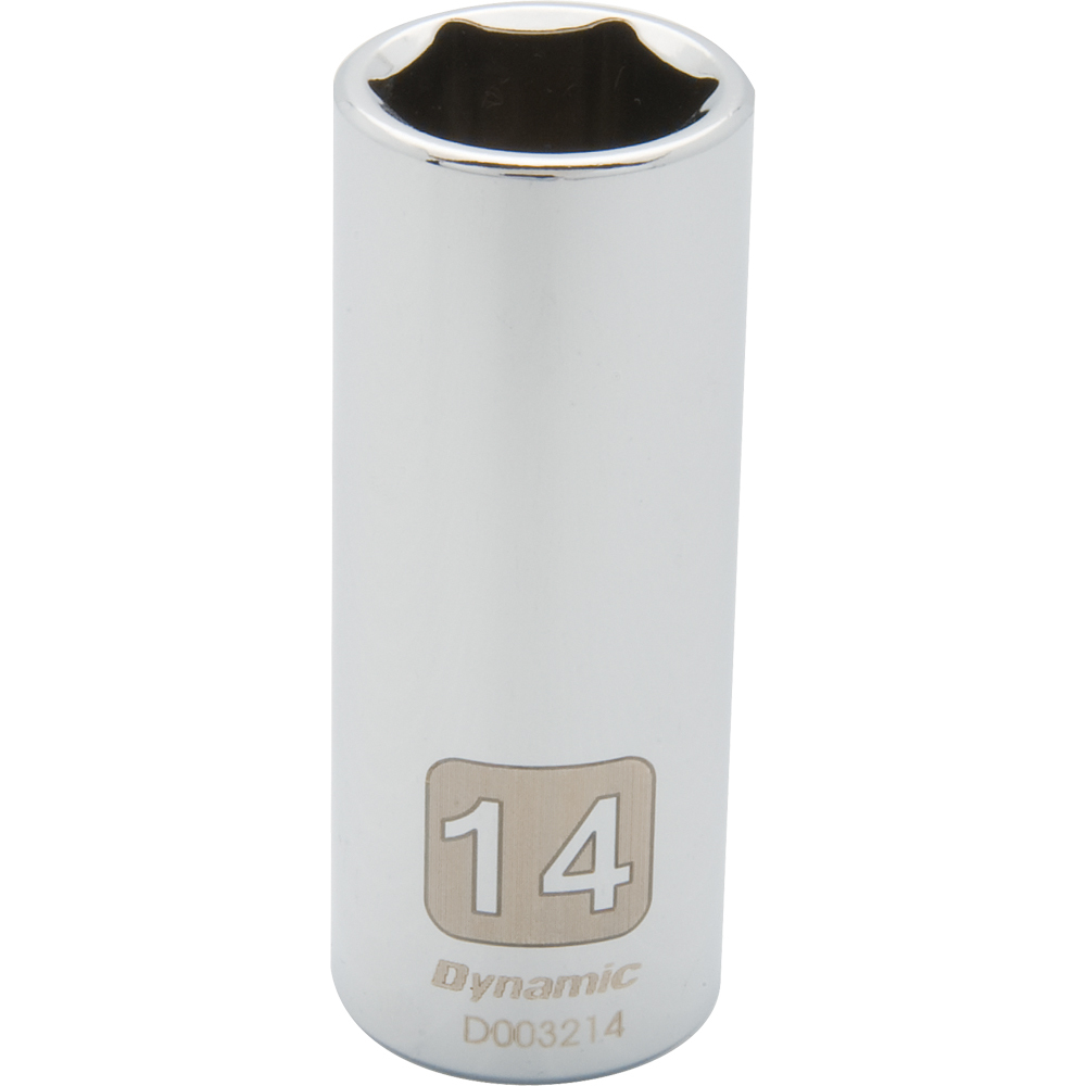 DYNAMIC Metric Deep Socket Chrome 1/4" Drive x 14mm - Contractor Cave Tools