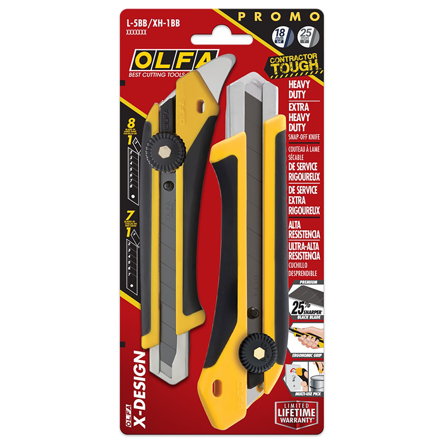 OLFA 18mm & 25mm L-5/XH-1 Heavy-Duty Fiberglass-Reinforced Utility Knives - Contractor Cave Tools