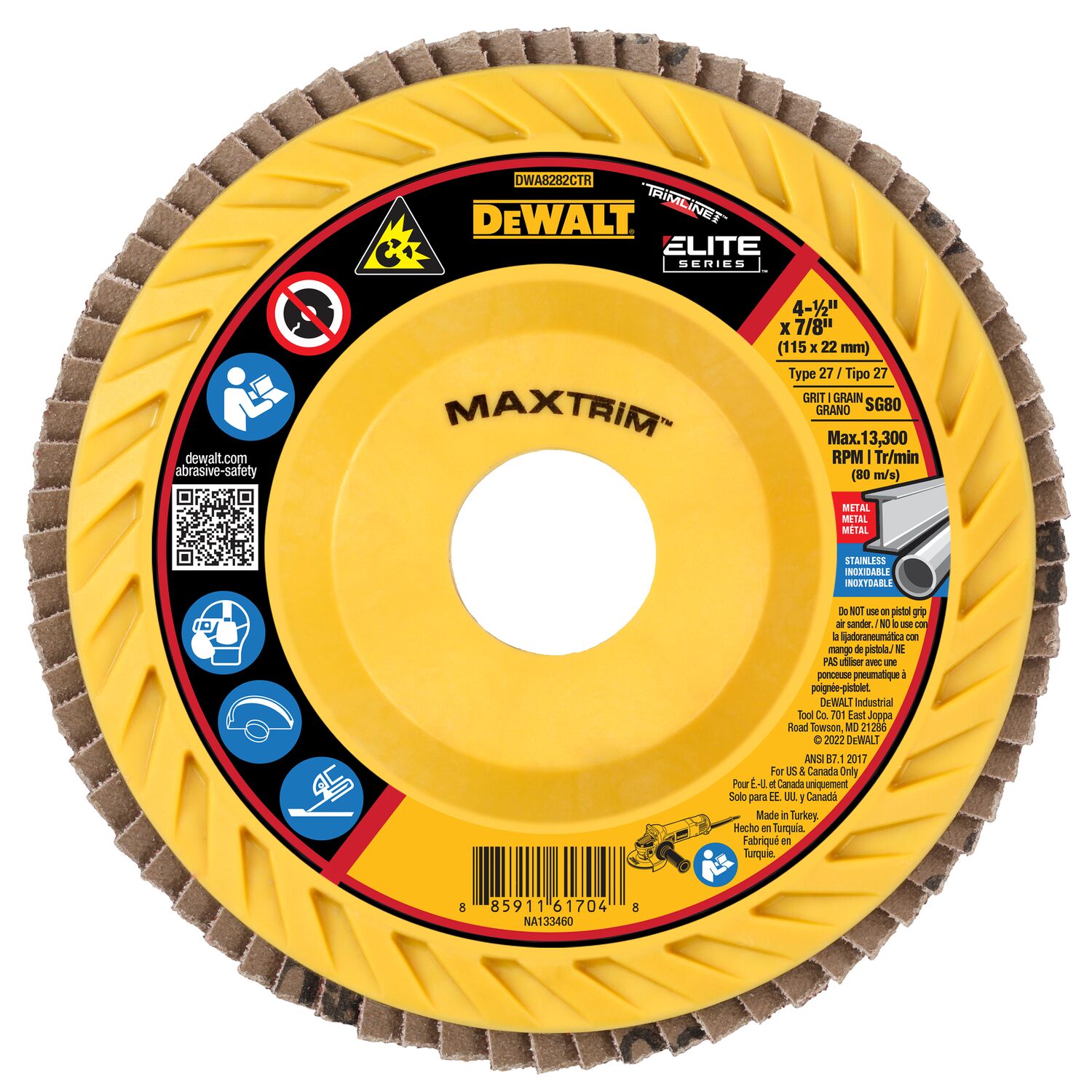 DEWALT XP Ceramic MAXTRIM™ 4-1/2" Trimmable Flap Disc 80 Grit ...